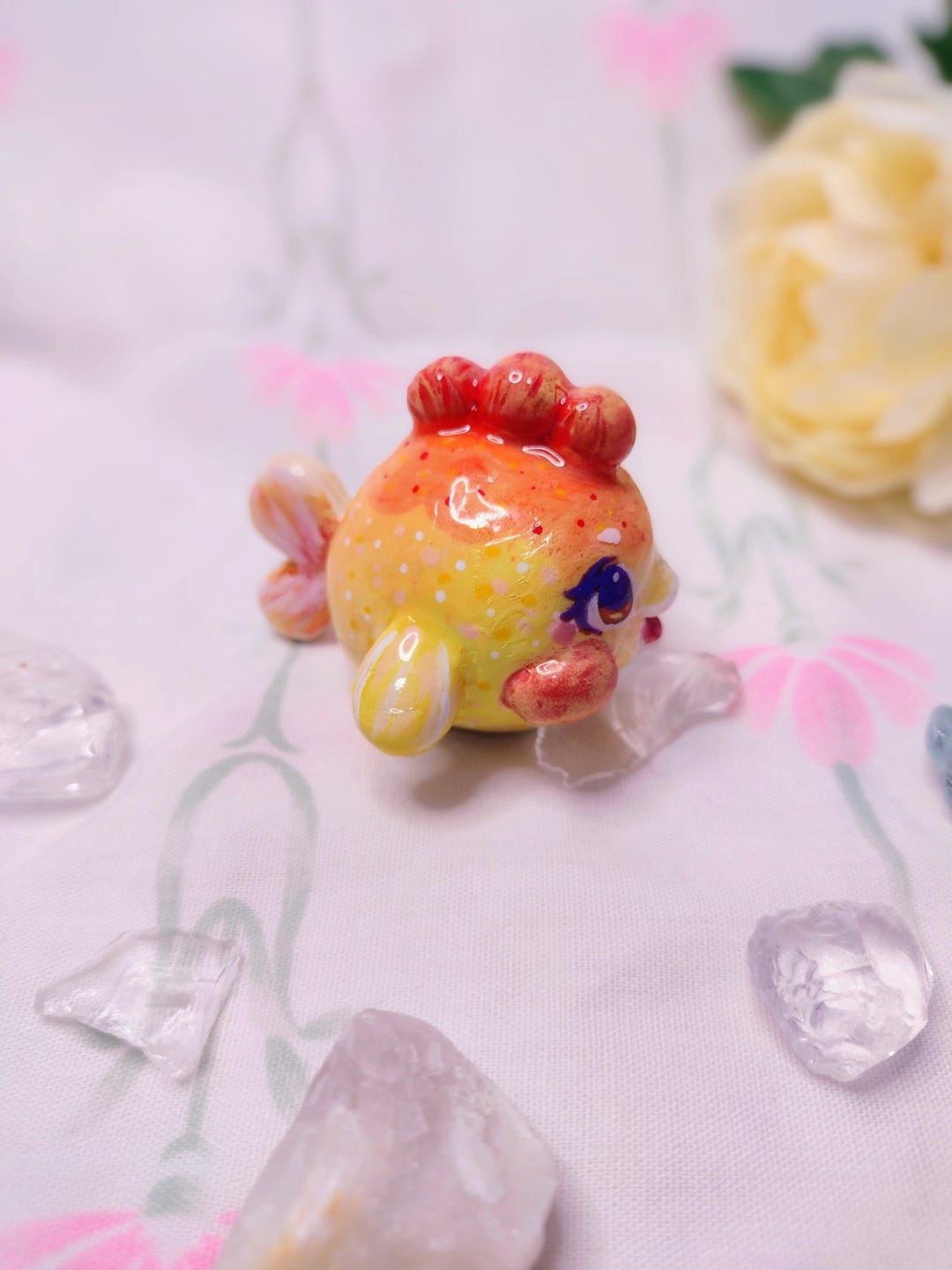 Cute Fish Figurine, Handmade Figurine, 2" by 2" Small Sculpture, Desk ...