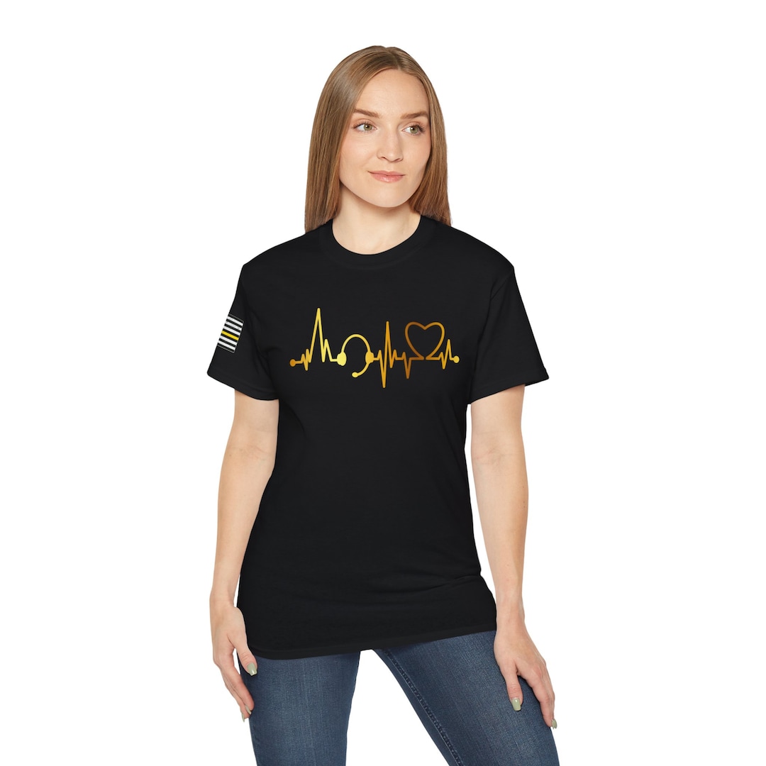 Thin Gold Line Heartbeat 911 Dispatcher Shirt, Emergency Tee Dispatcher ...