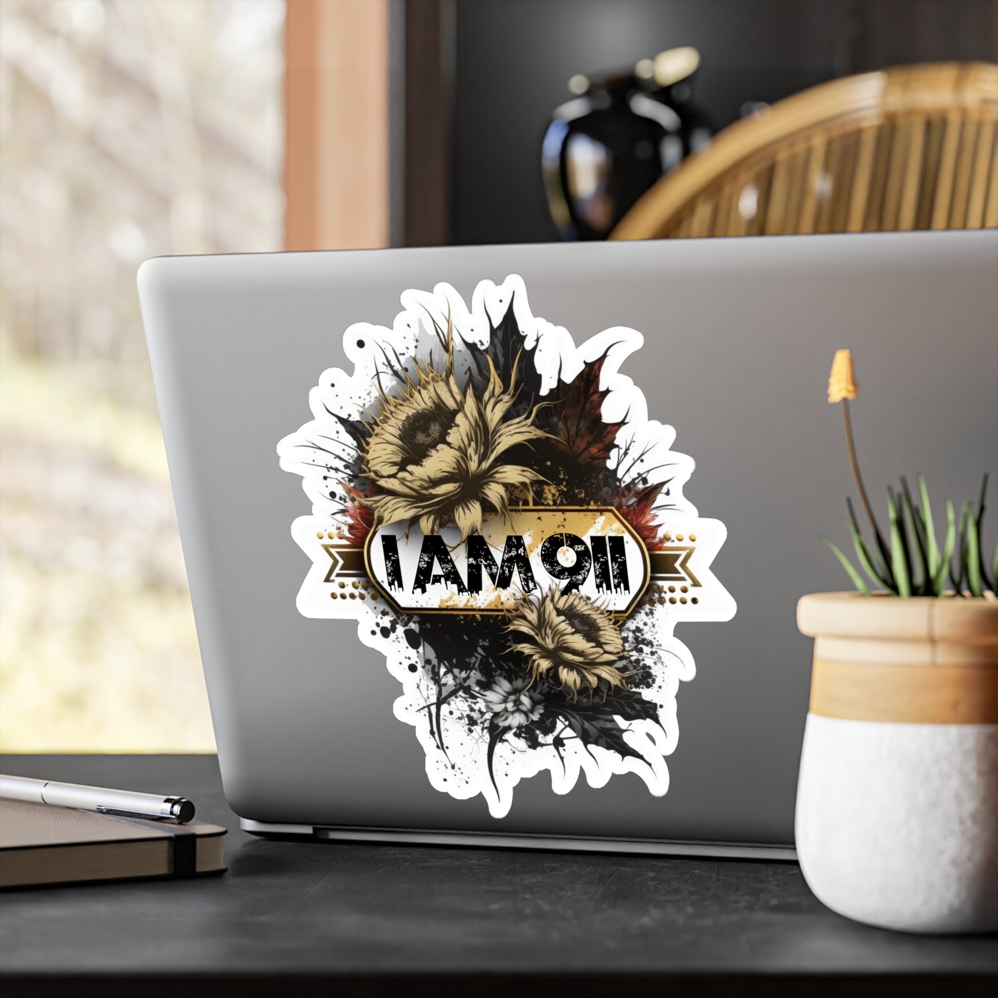 I Am 911 Floral Vinyl Decal Dispatch Sticker 911 Dispatcher Sticker for ...