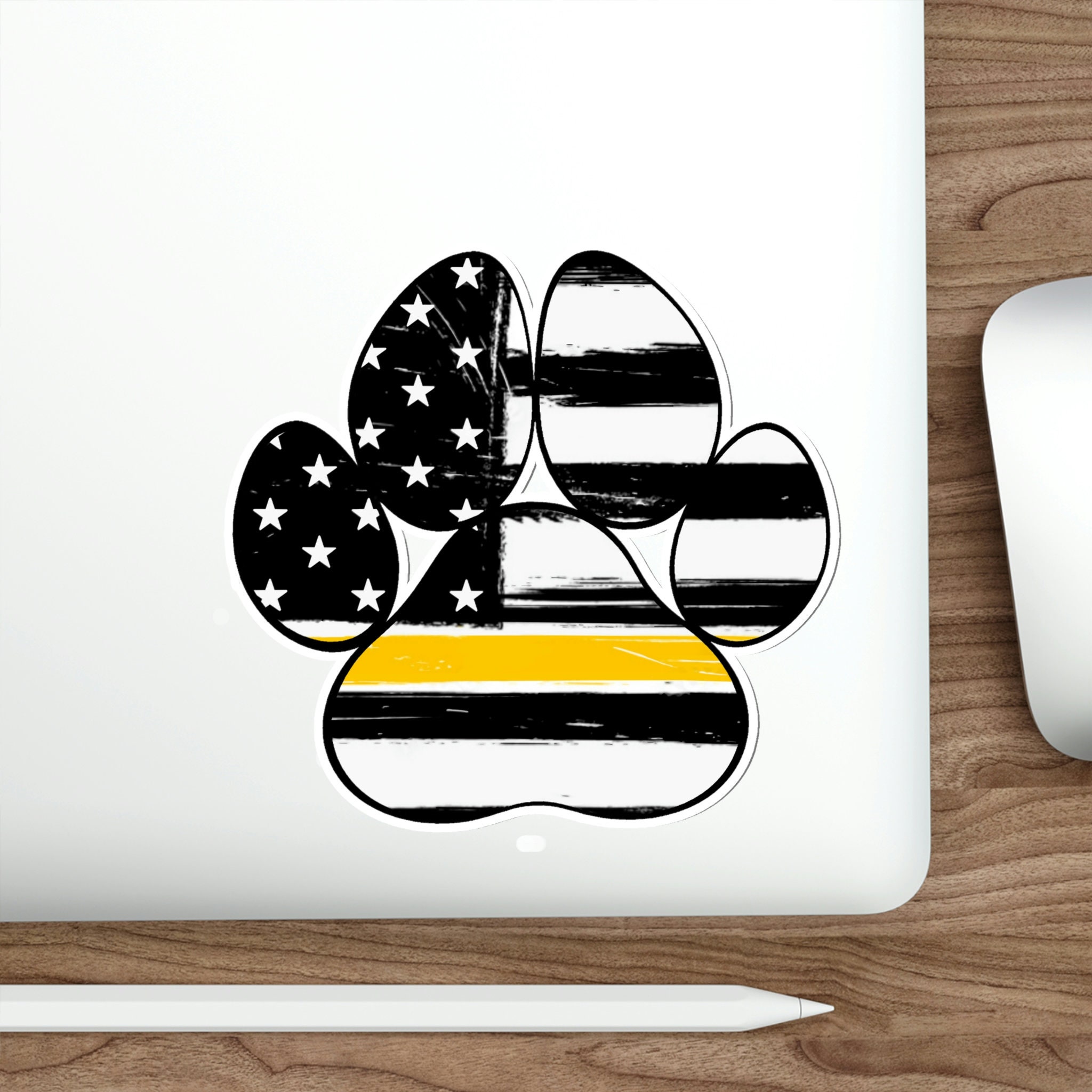 K9 Paw Print Thin Gold Line Sticker 911 Police Dispatchers, Emergency ...