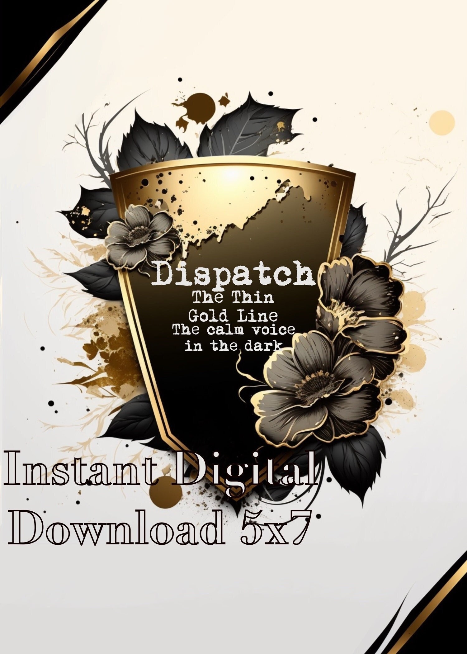 911 Dispatch Appreciation Card Instant Digital Download, Thin Gold Line ...