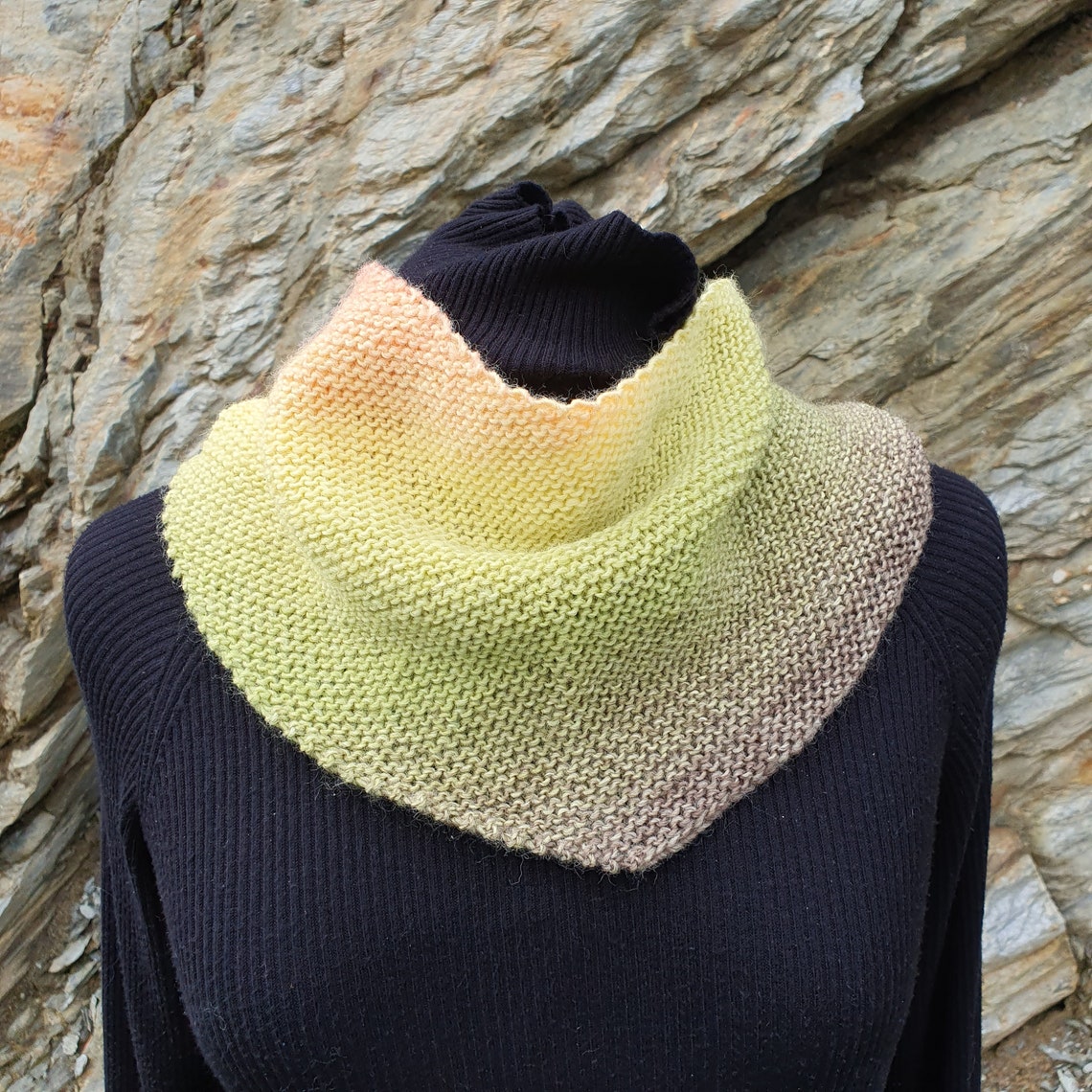 Small Wool Mix Scarf Hand Knit in Self Striping Yarn. 43 Inches Long ...