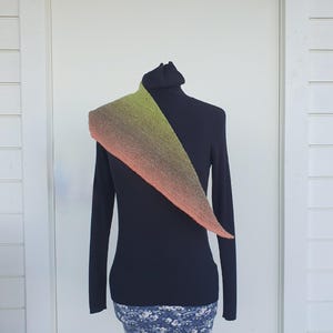 Small Wool Mix Scarf Hand Knit in Self Striping Yarn. 43 Inches Long ...
