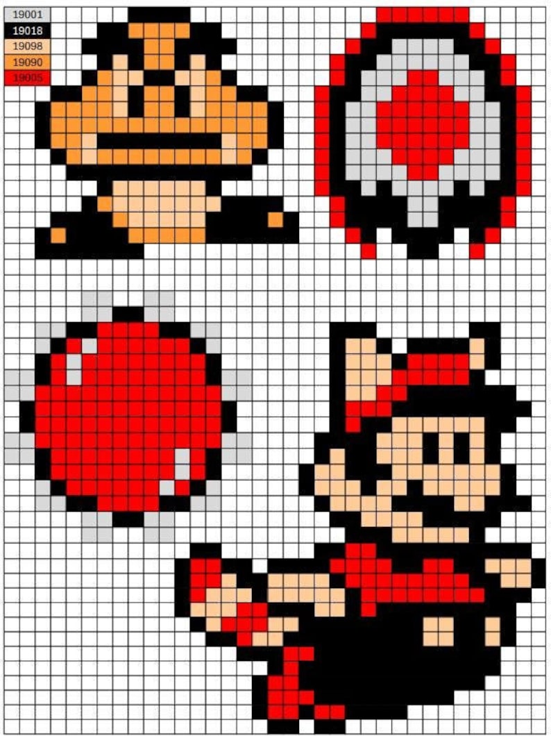 Super Mario Bros Perler Bead Patterns - Etsy