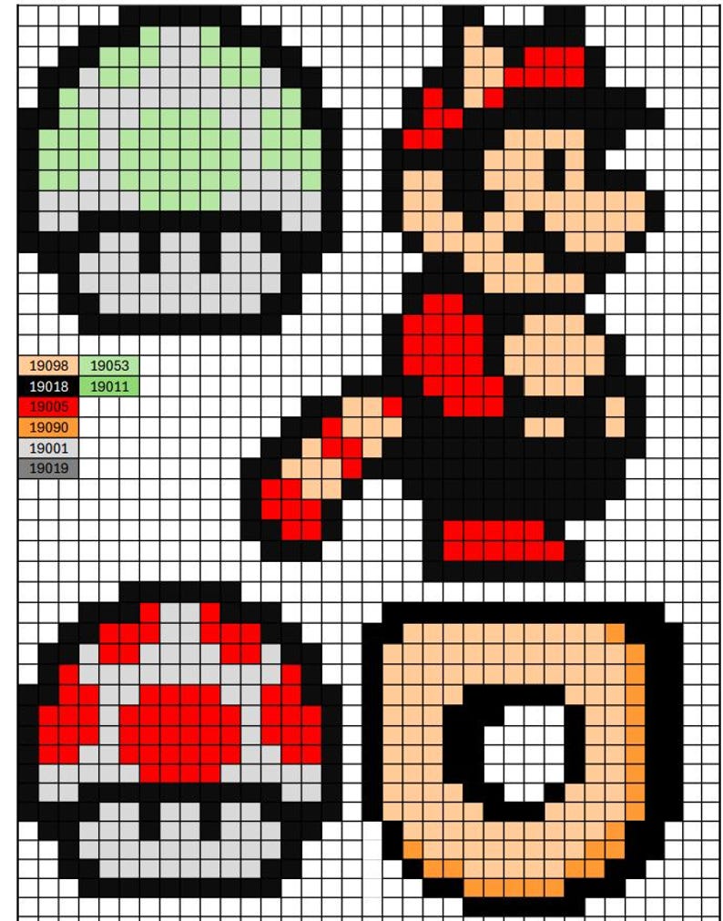 Super Mario Bros Perler Bead Patterns - Etsy