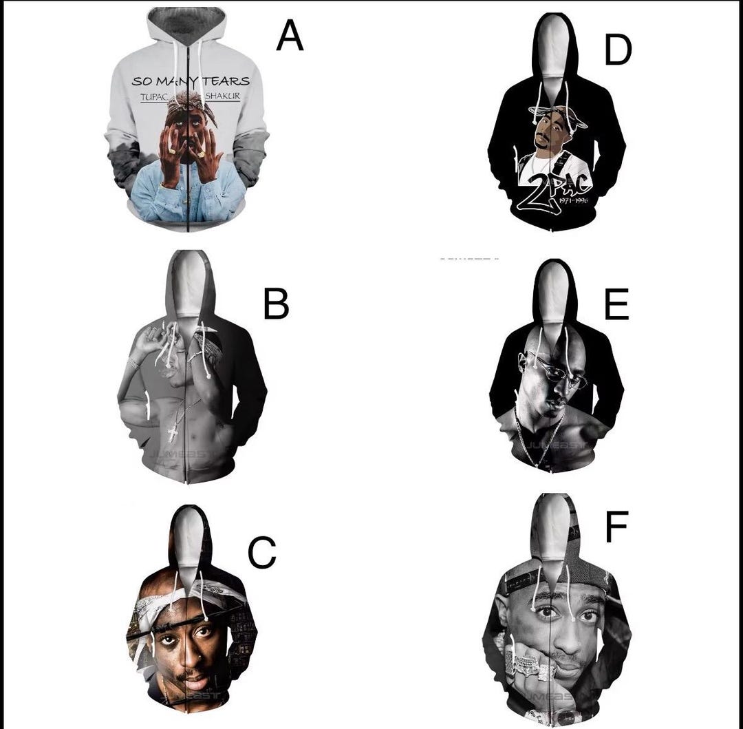 Custom 3D Graphic 2pac Tupac Shakur Full-zip Hoodie - Etsy