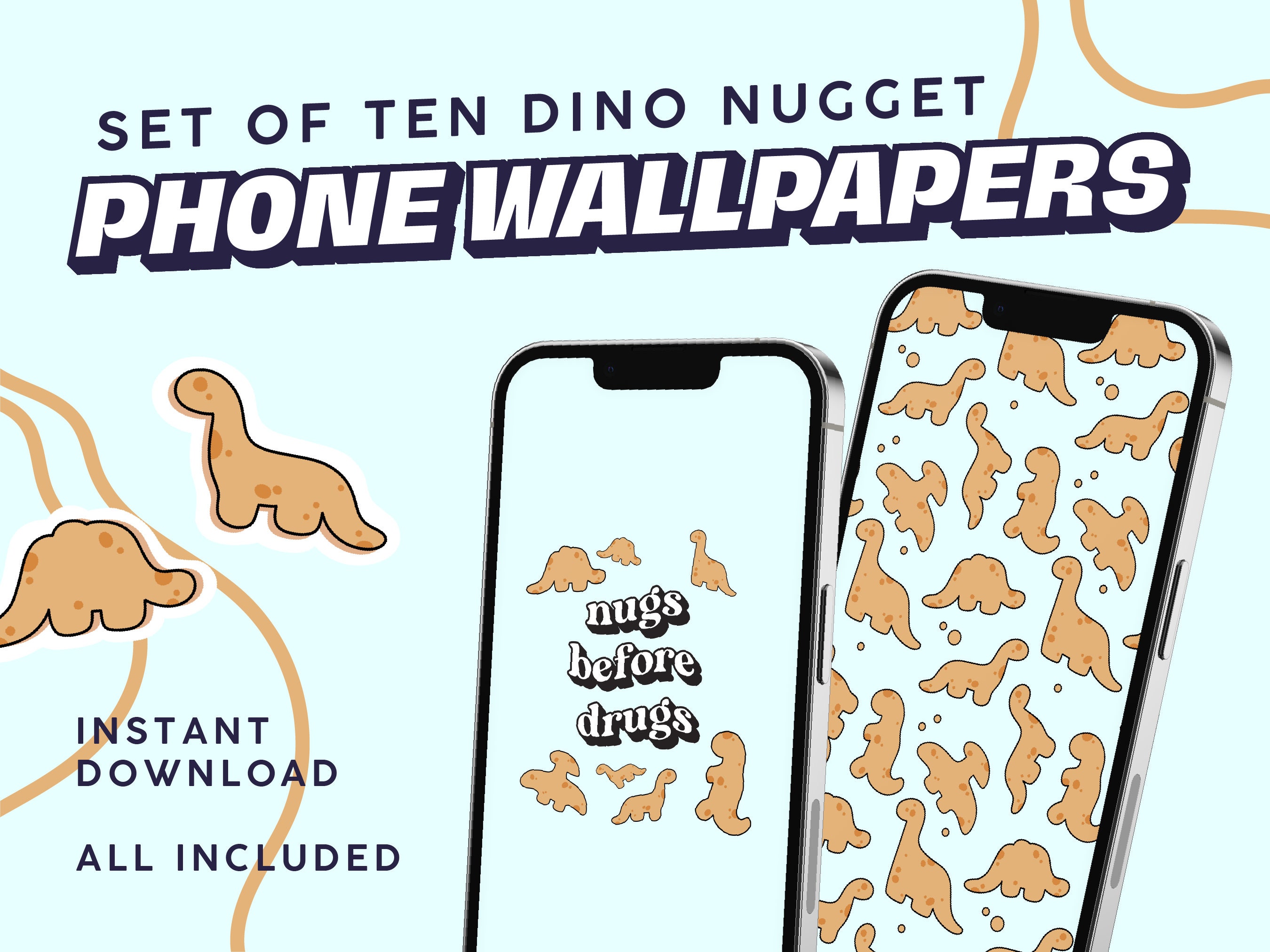Drawing & Illustration Digital Dinosaur Nuggets with Mustard Phone ...