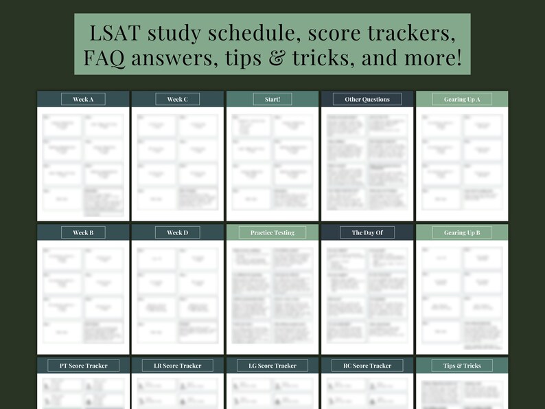 LSAT Study Plan Bundle: Forest Green Planner (digital Download) - Etsy