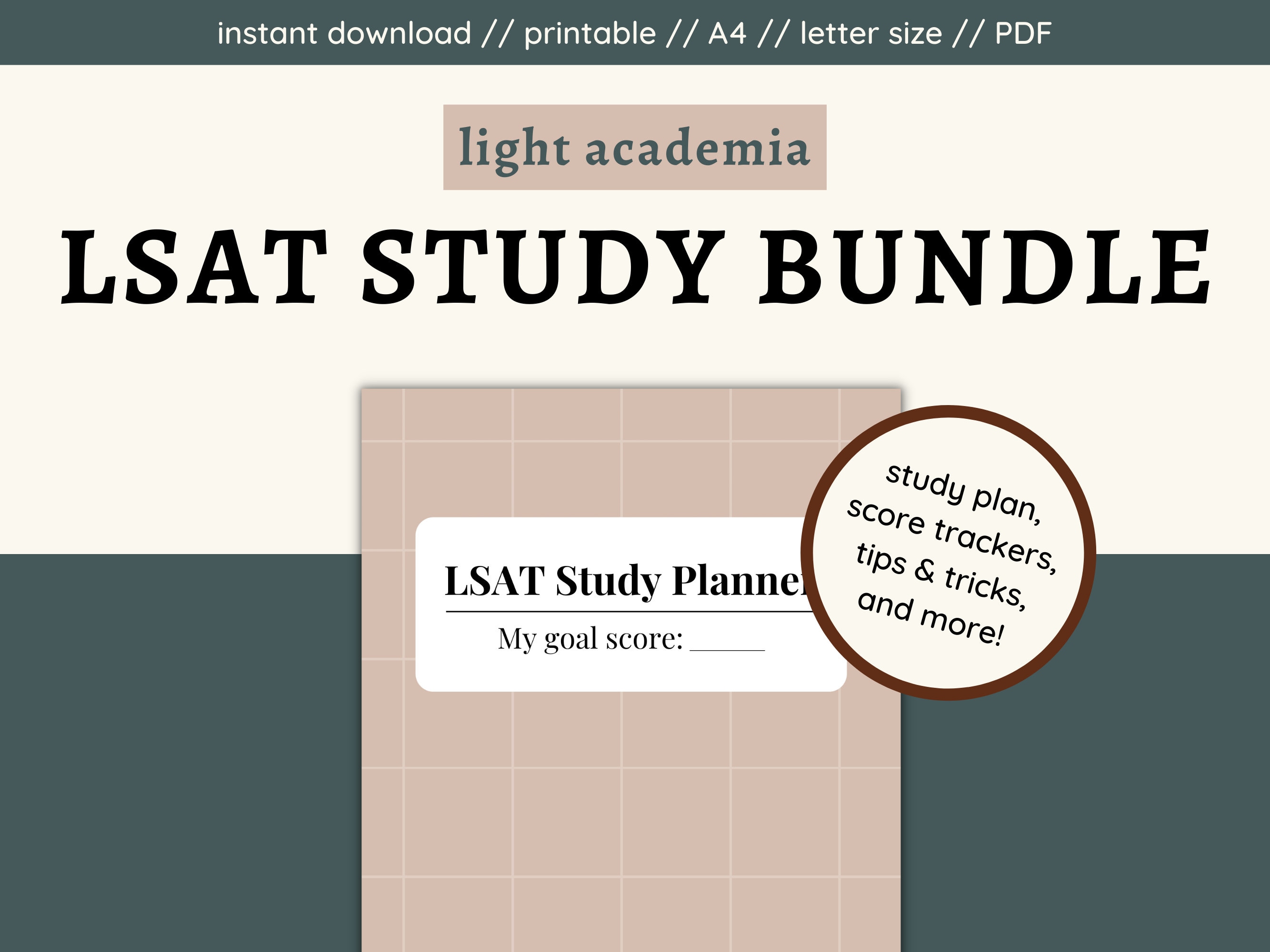 LSAT Study Plan | Light Academia Study Plan | LSAT Study Planner ...