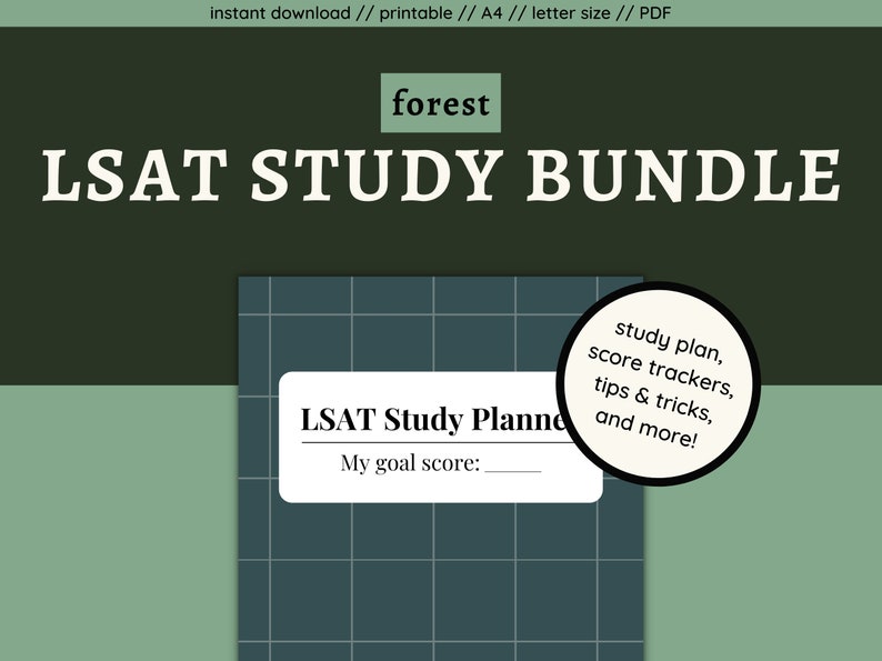 LSAT Study Plan Bundle: Forest Green Planner (digital Download) - Etsy