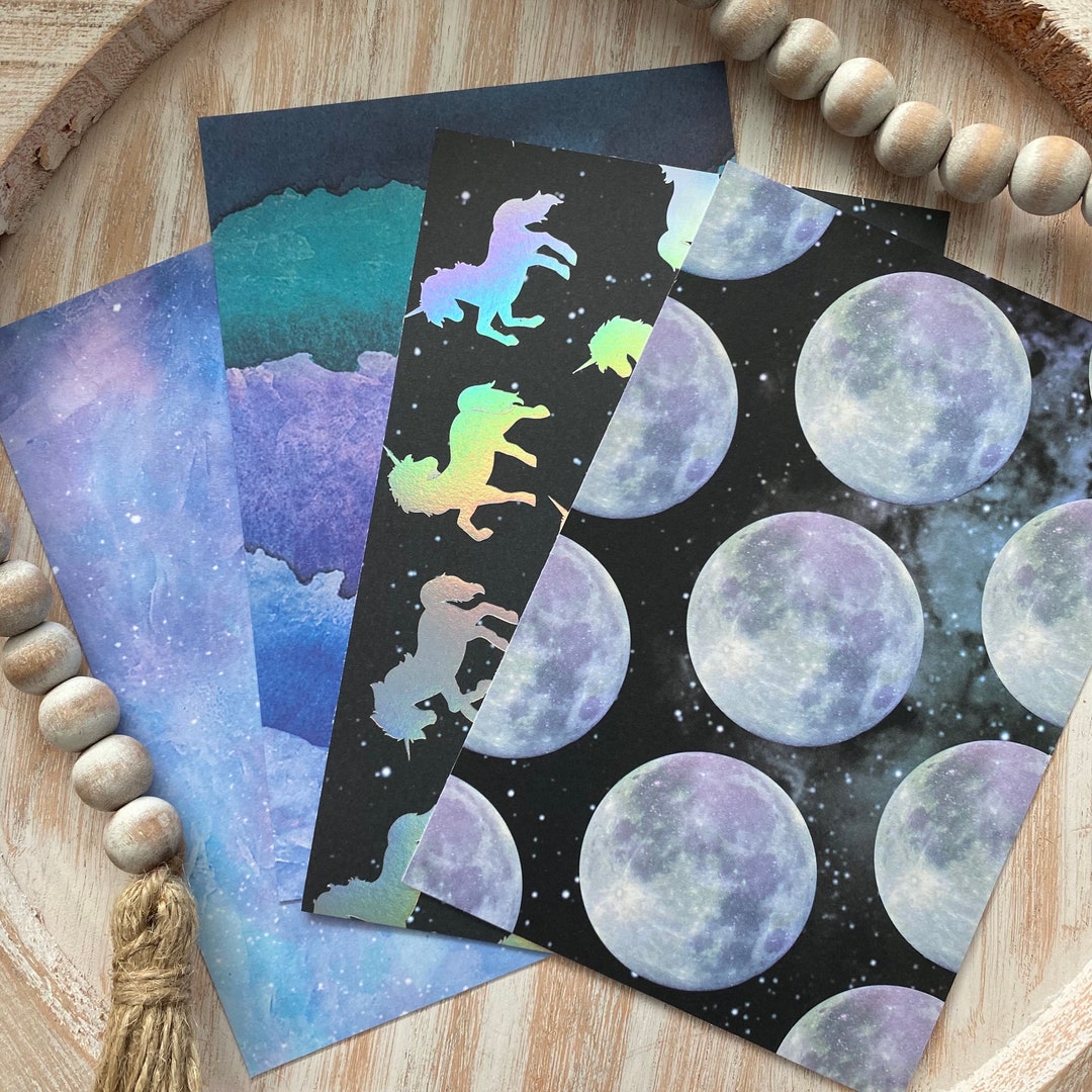 4x6 Mixed Cardstock, Celestial Cardstock, Junk Journal Paper, Scrap ...