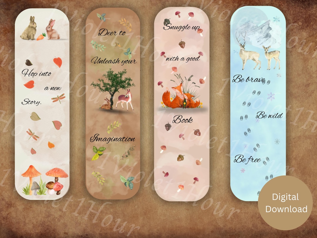 Digital Bookmarks, Animal Bookmarks, Woodland Animal Bookmarks ...