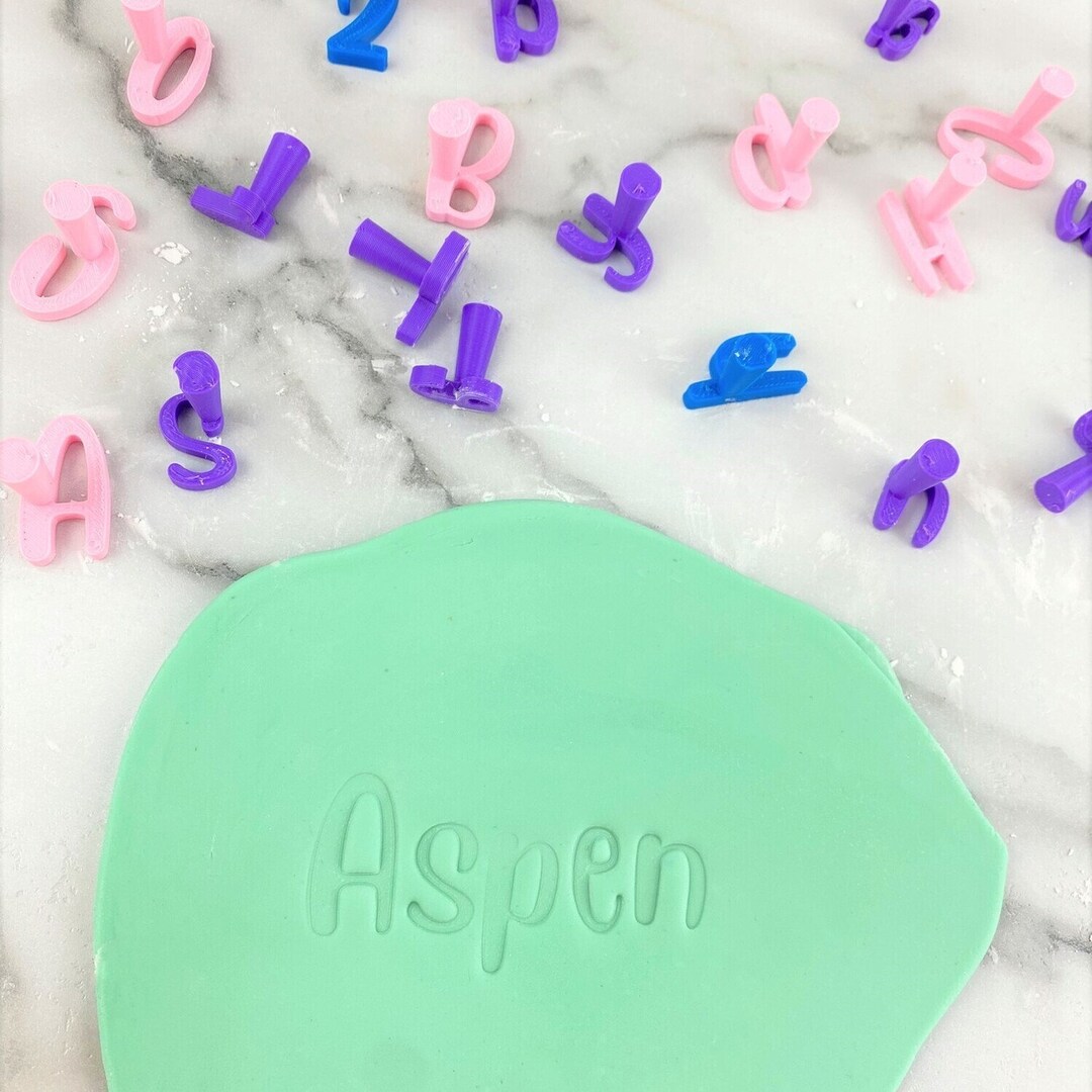 1" Alphabet and Number Embossing Stamp Set in ASPEN Font for Cake ...