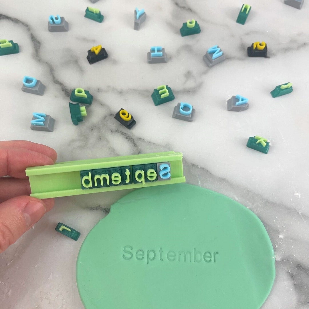 1/4" Alphabet & Number Embossing Stamp Set in SEPTEMBER Font for Cake ...
