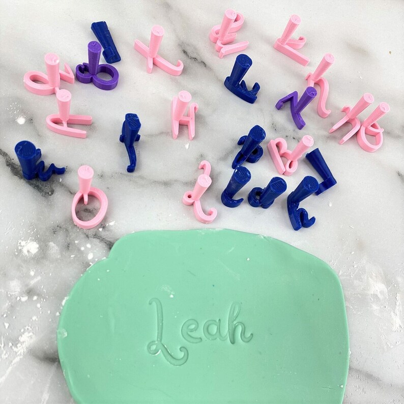 3/4" Alphabet & Number Embossing Stamp Set in LEAH Font: Cake, Cupcake ...