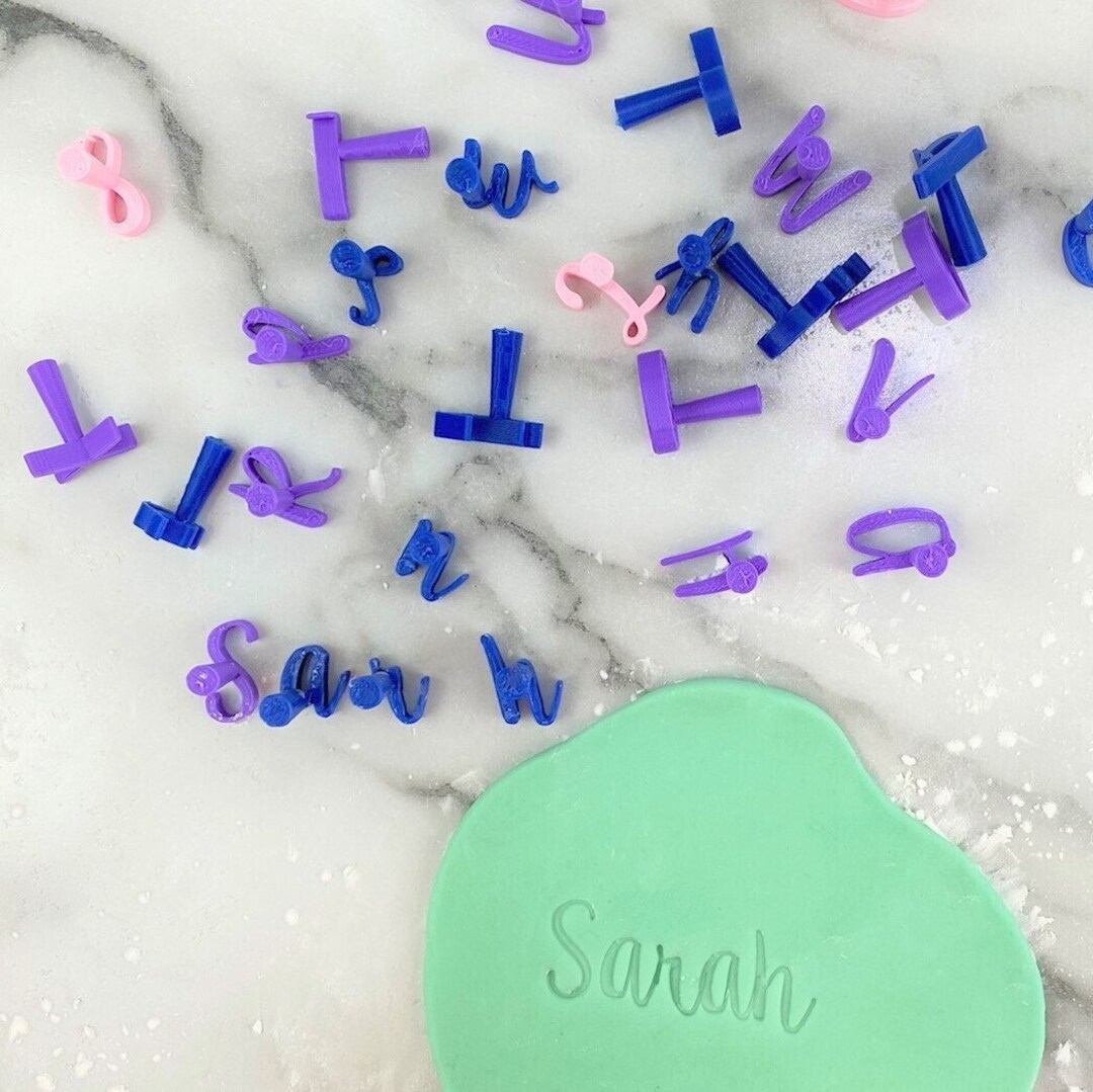 3/4" Alphabet & Number Embossing Stamp Set in SARAH Font for Cake ...
