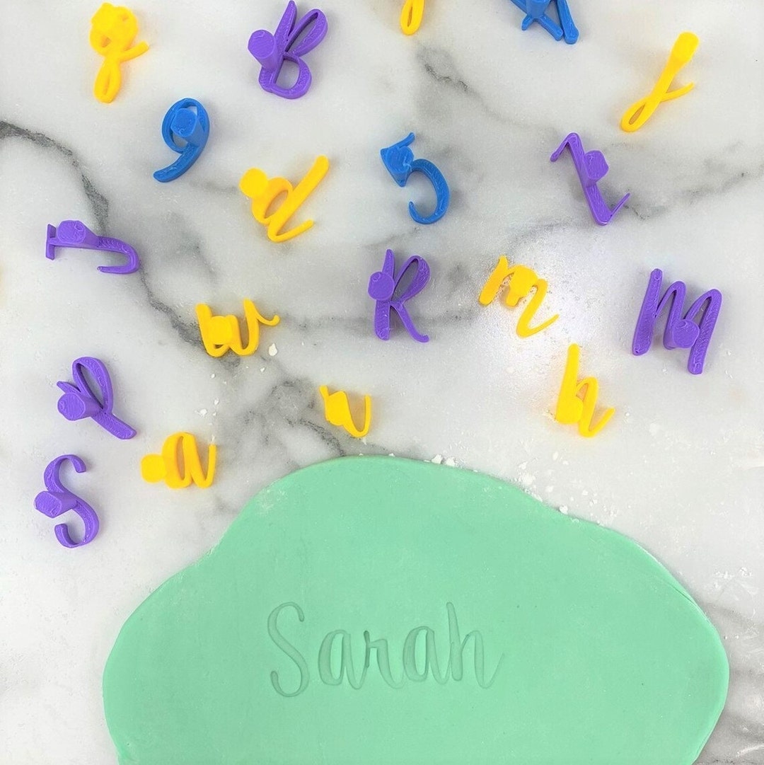 1" Alphabet and Number Embossing Stamp Set in SARAH Font for Cake ...