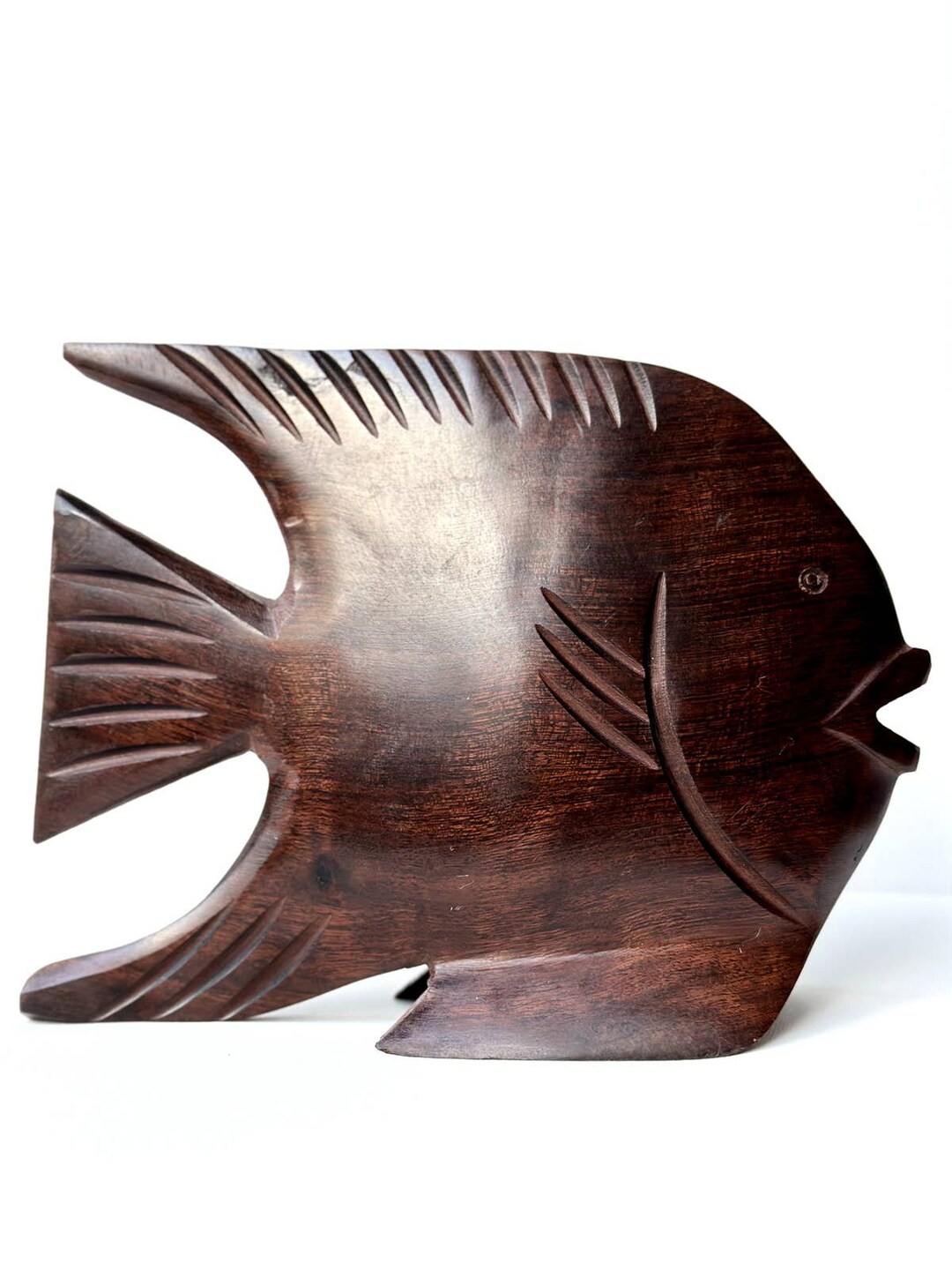 Ironwood Carved Angel Fish Wood Sculpture Mid-century Modern, Sea Life ...