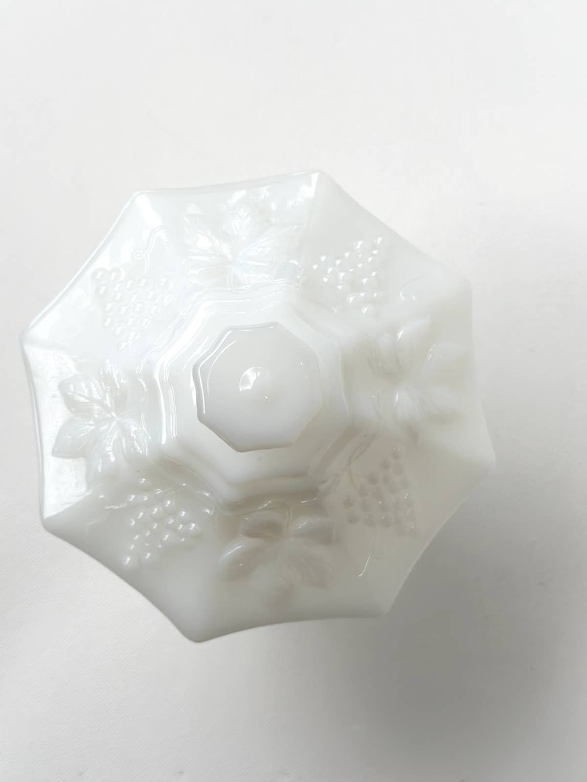 Vintage Anchor Hocking White Milk Glass Octagon Candy Dish With Lid ...