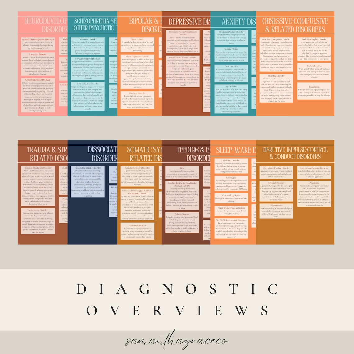 Mental Health Diagnoses (DSM-5-TR): Overview & Flashcards - Etsy