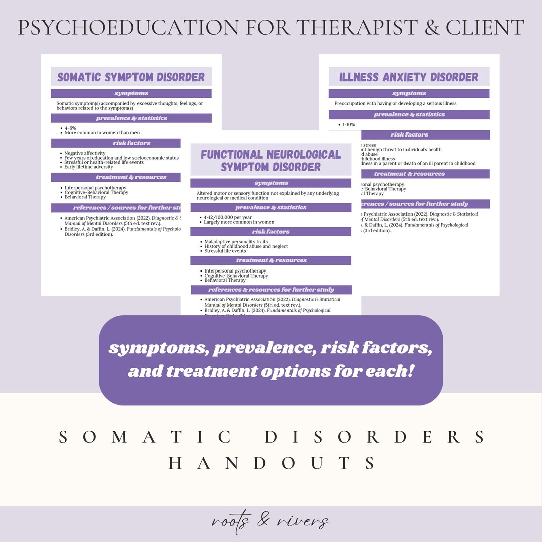 Somatic Symptom Disorders Psychoeducational Handouts - Etsy