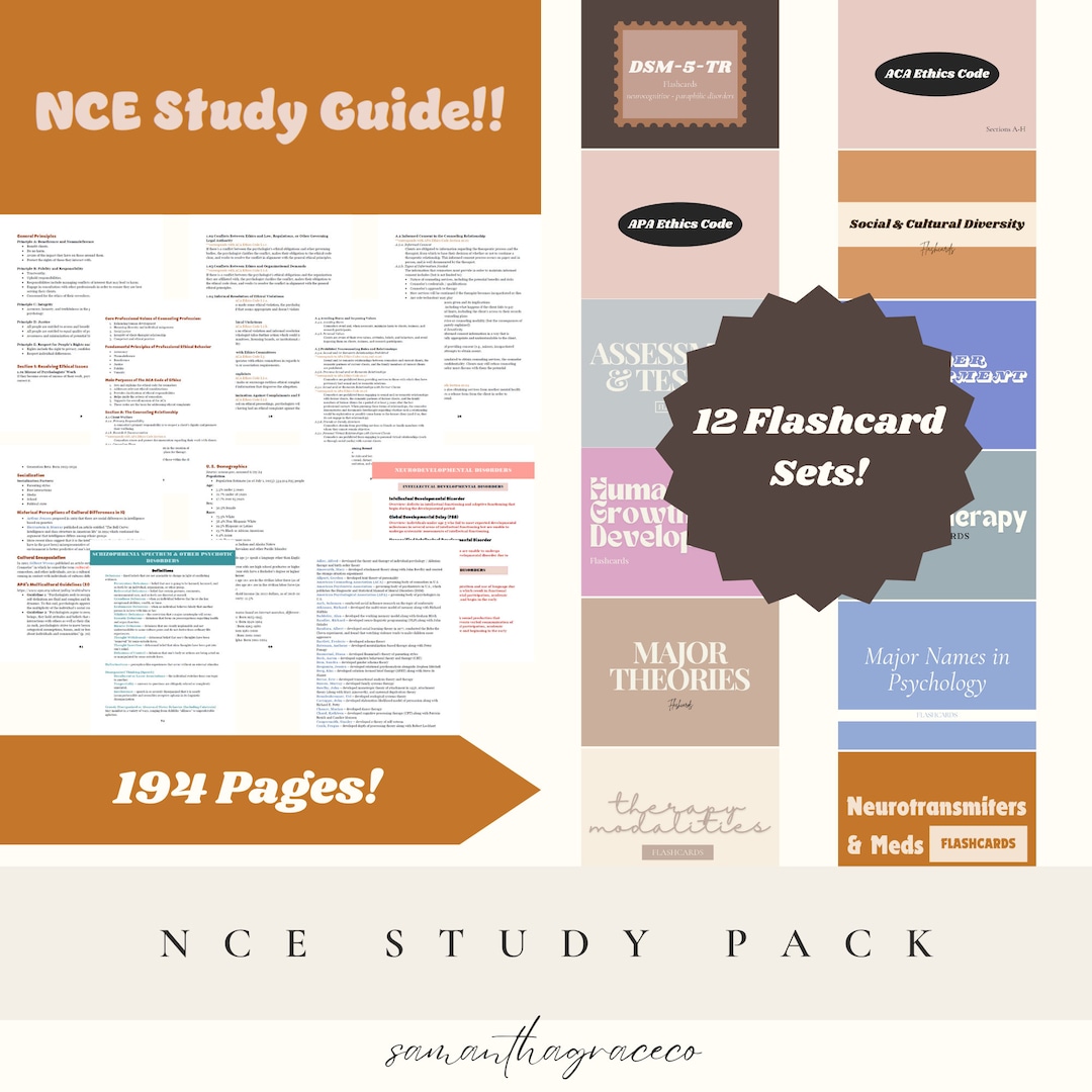 Therapist Licensure Exam (NCE) Study Pack - Etsy
