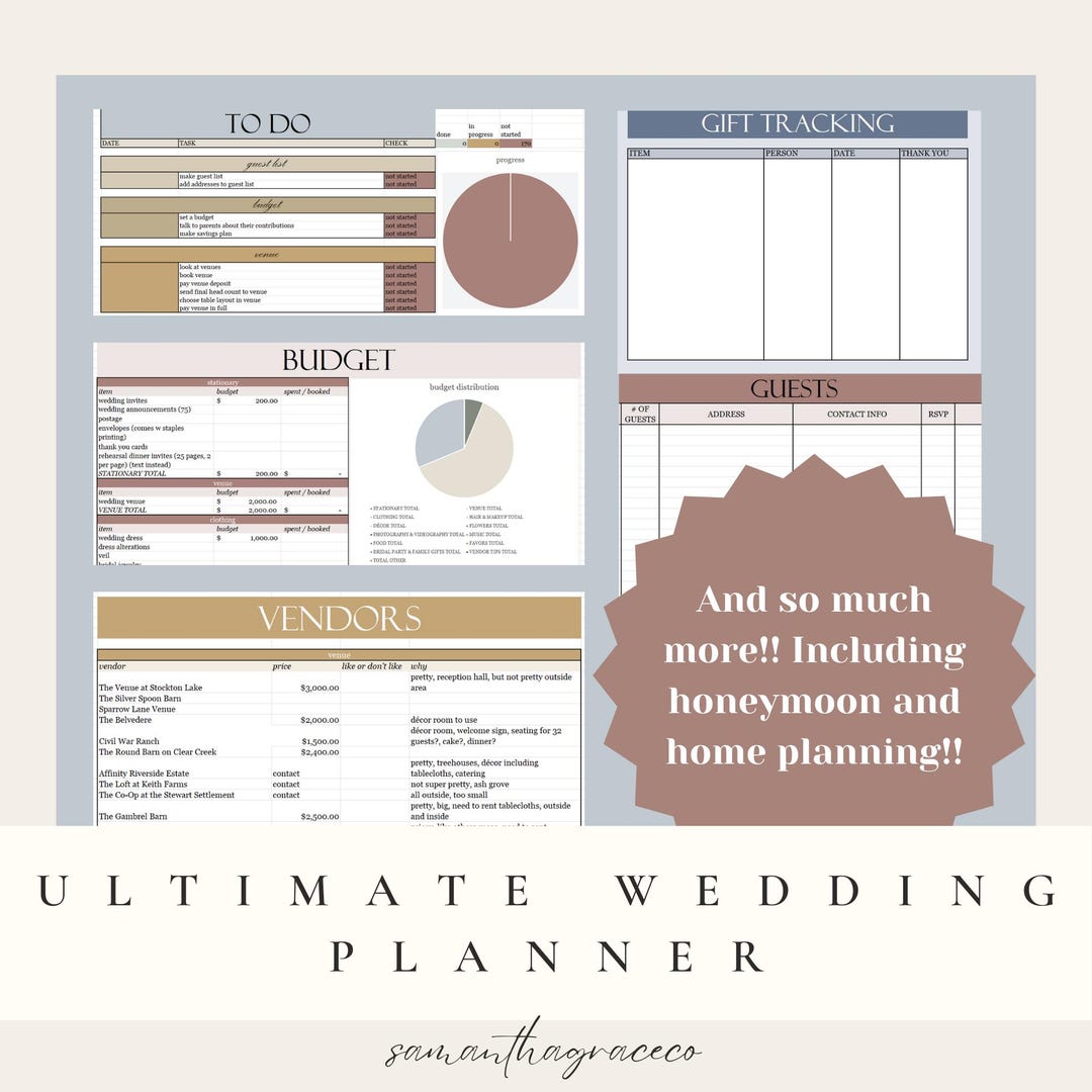 Ultimate Wedding Planning Template Excel - Etsy