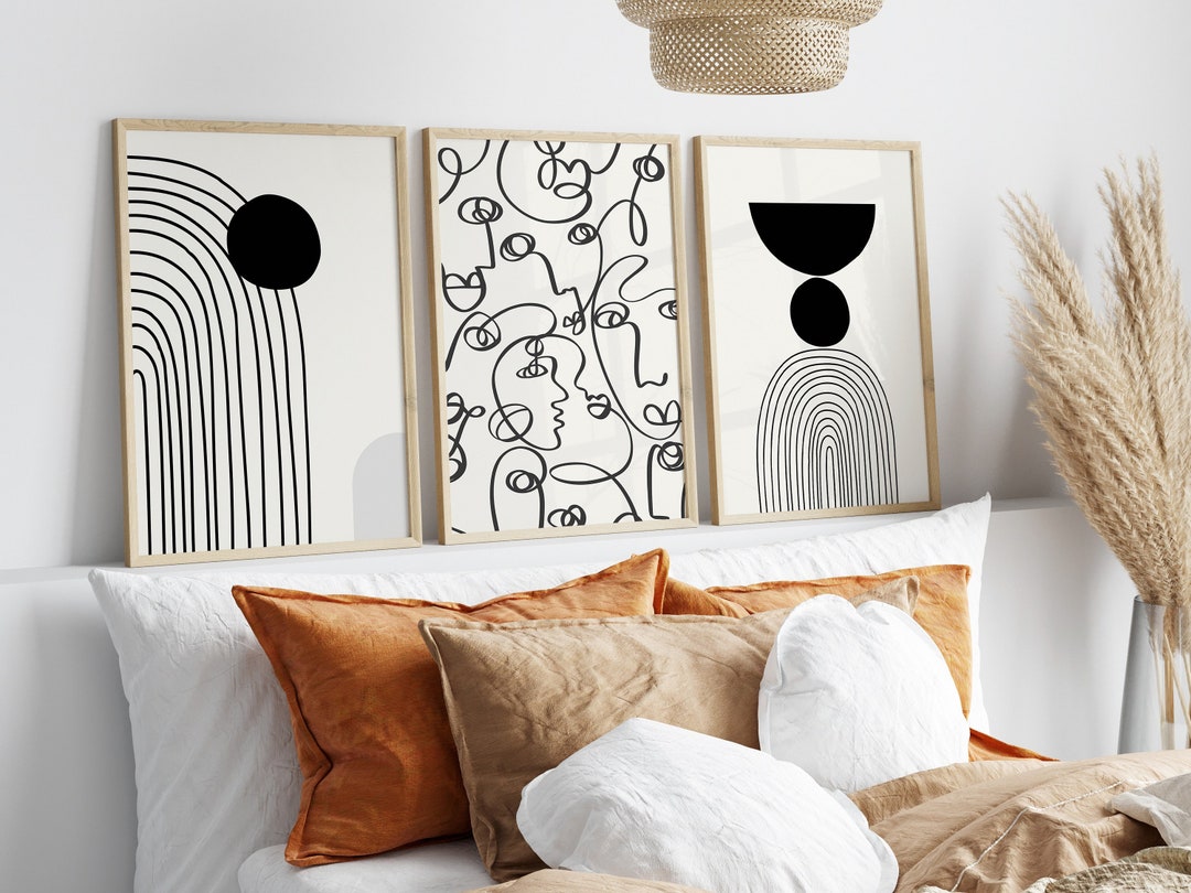 Set of 3 Boho Wall Prints, Boho Wall Art, Grey Wall Prints, Grey Wall ...