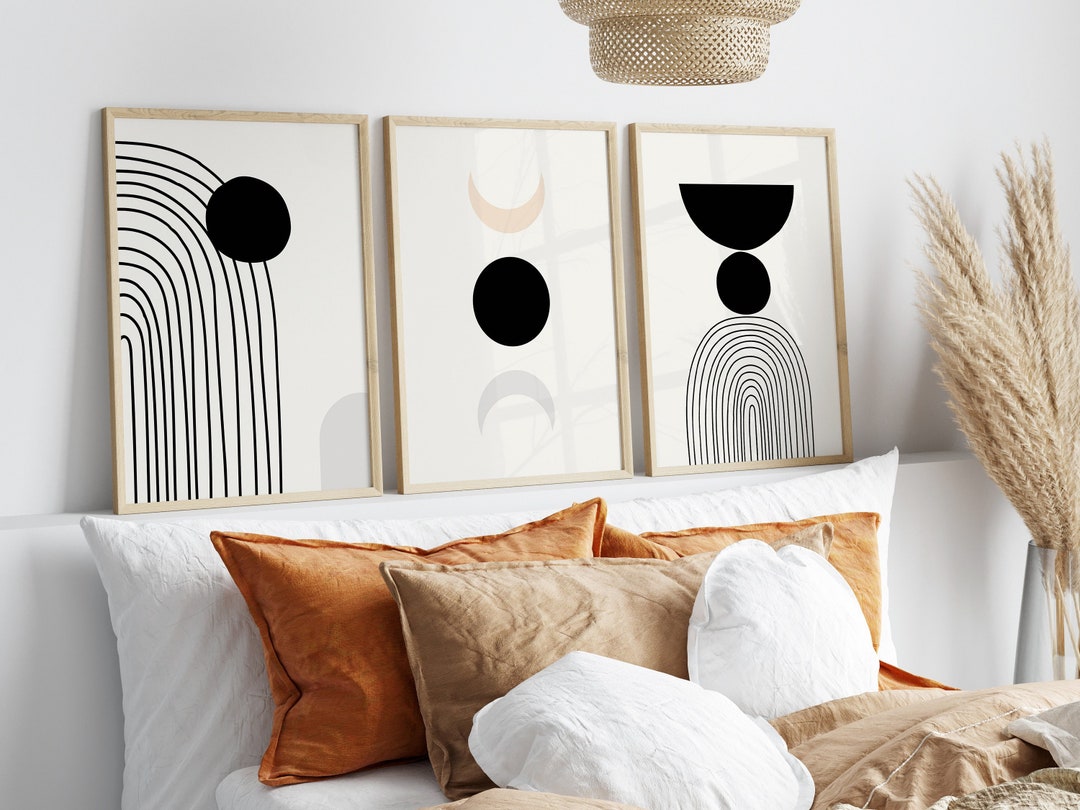 Boho Wall Prints Set of 3 Posters Neutral Boho Wall Art - Etsy