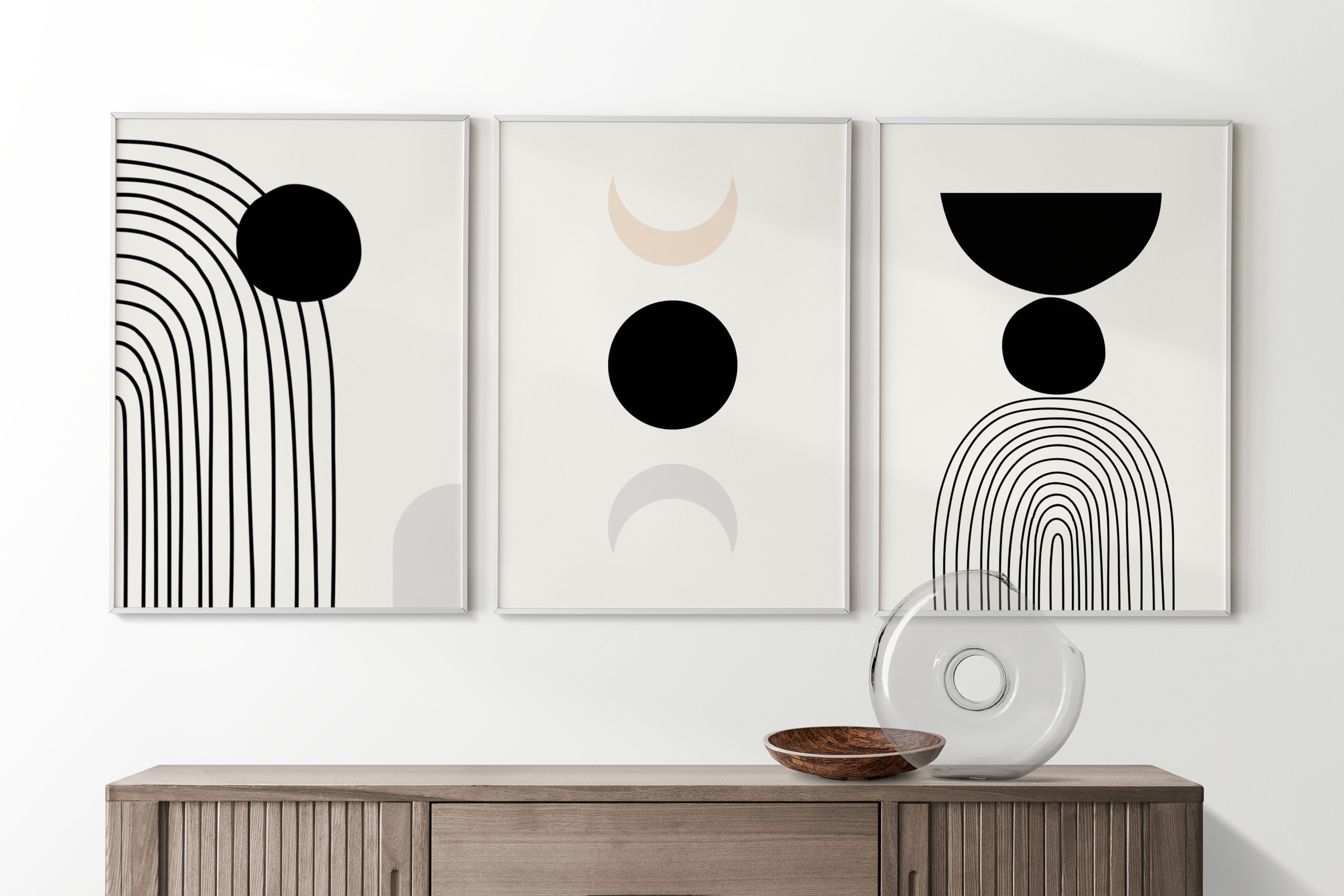 Boho Wall Prints Set of 3 Posters Neutral Boho Wall Art | Etsy