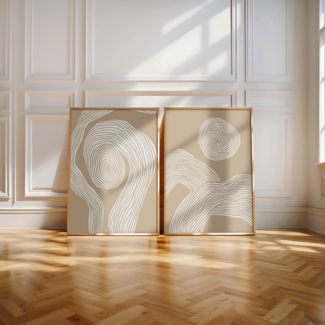 Neutral Prints, Abstract Art, Set of 2 Wall Prints, Modern Art ...