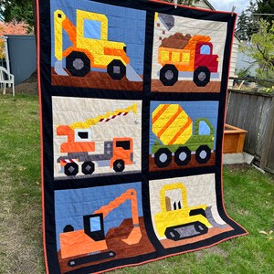 Vibrant Handmade Construction Equipment Themed Quilt for Kids and ...