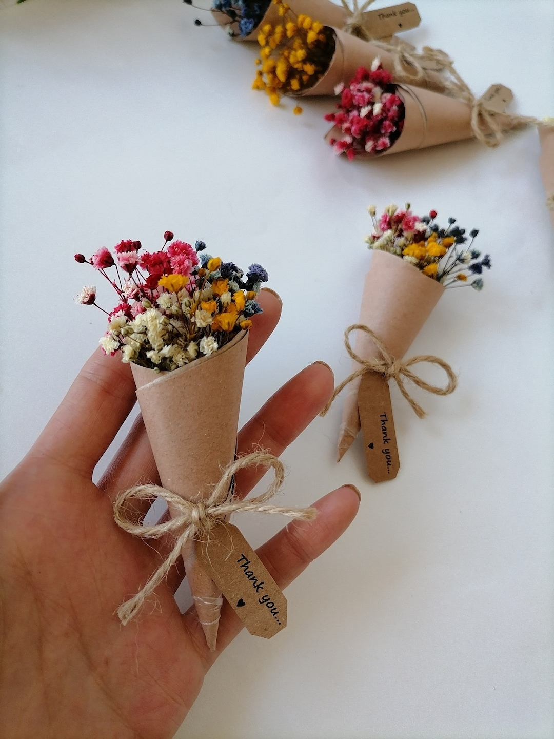 Mini Dried Flower Wedding Favors: Rustic Magnet Bouquet, Bulk Thank You ...