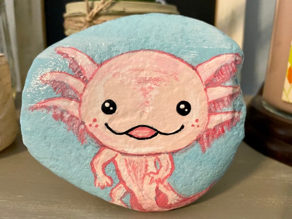 Hand Painted Axolotl Rock Stone Salamander Paperweight Garden - Etsy