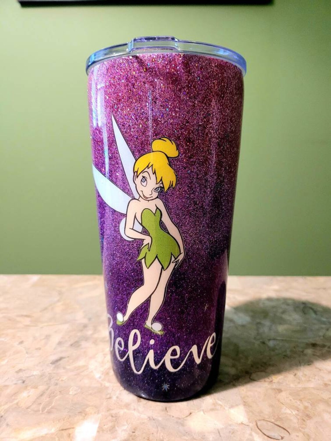 Stainless Steel Glitter Tumbler or Mug With Tinkerbell - Etsy