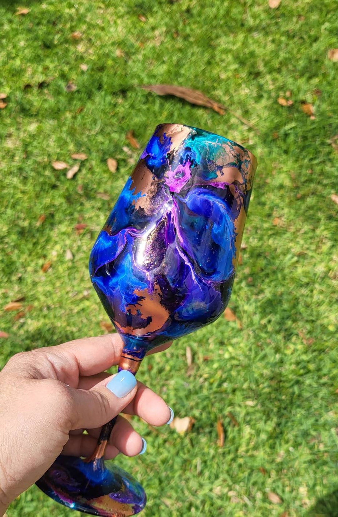 Custom Swirl Hand-painted Wine Glass - Personalized Drinkware for Your ...