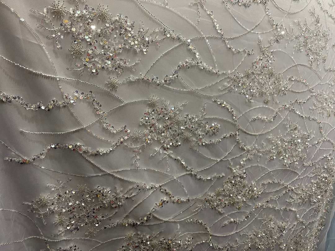 Ivory Beaded Sequins Lace for Bride and Prom Dresses Made in France - Etsy