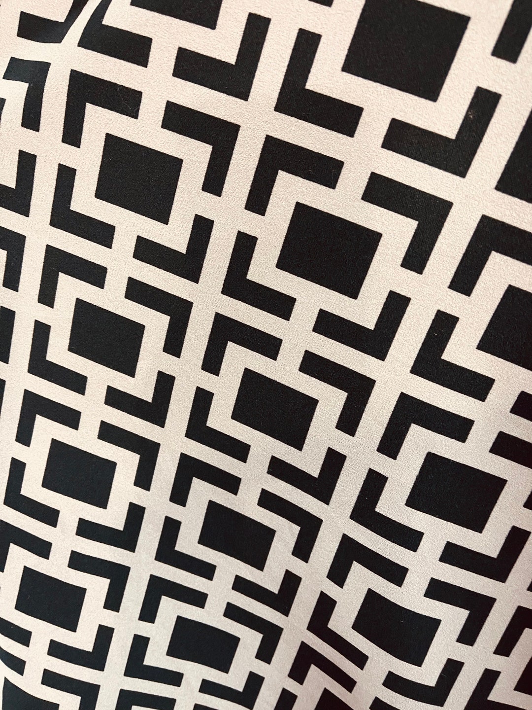 Black Geometric Scuba Fabric: Italian Tan Tape Print - Etsy