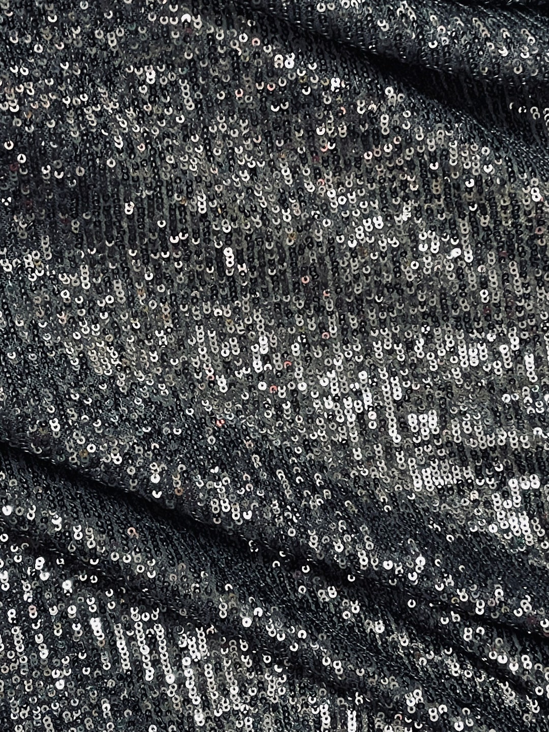 Jet Black Sequence 4way Stretch Mesh Designer Fabrics Super Soft ...