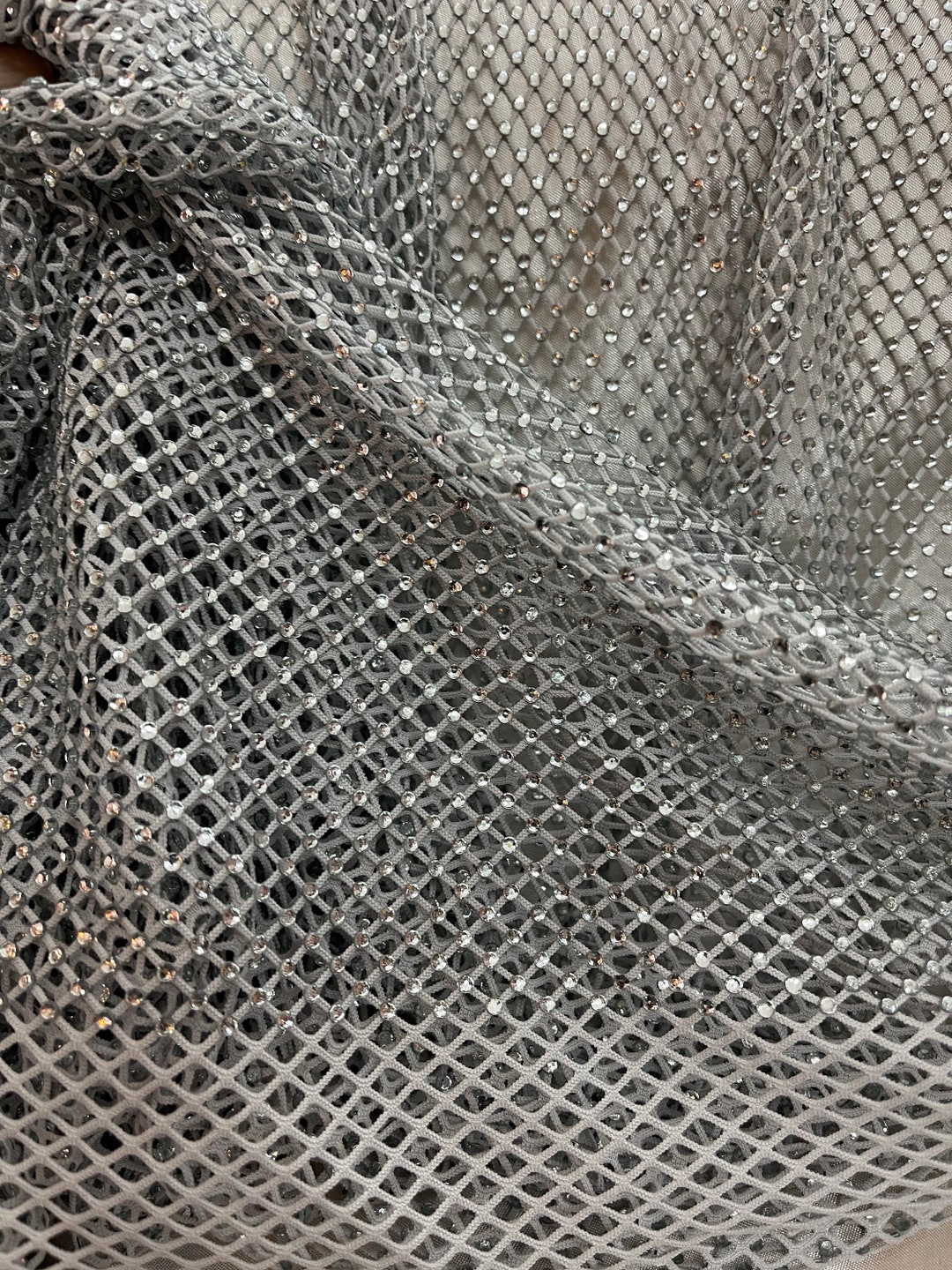 Silver Swarovski Full Stone Lace Made in France Great Fabrics for Dress ...