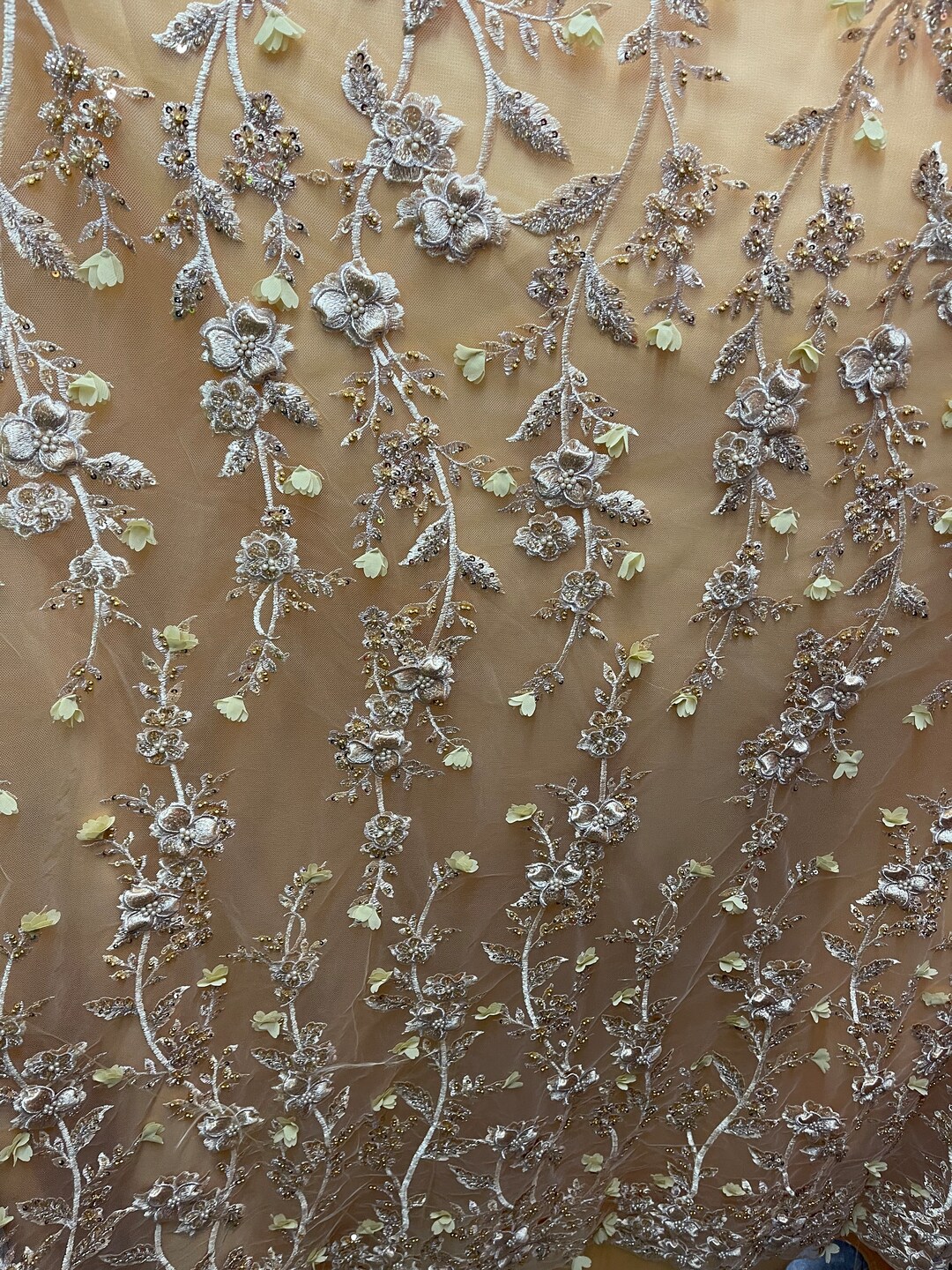 Gold Embodied Beaded Lace for Bride and Prom Dresses Made in France - Etsy