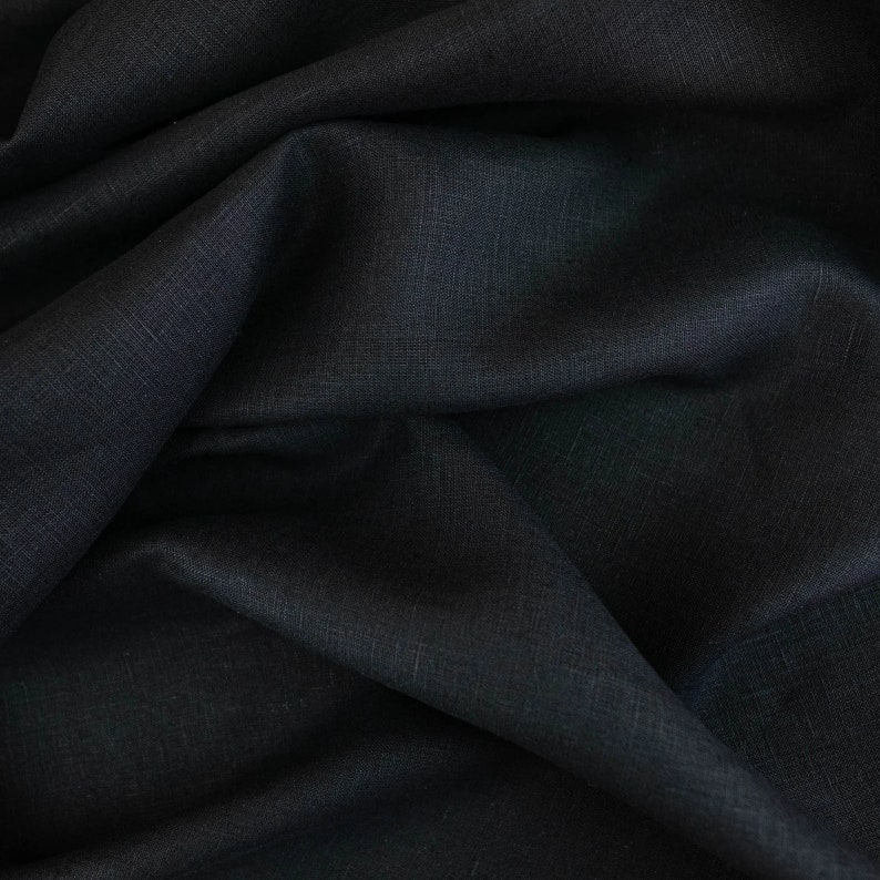 Black 100% Linen Shear Super Soft Quilty Made in Italy Designer Fabrics ...