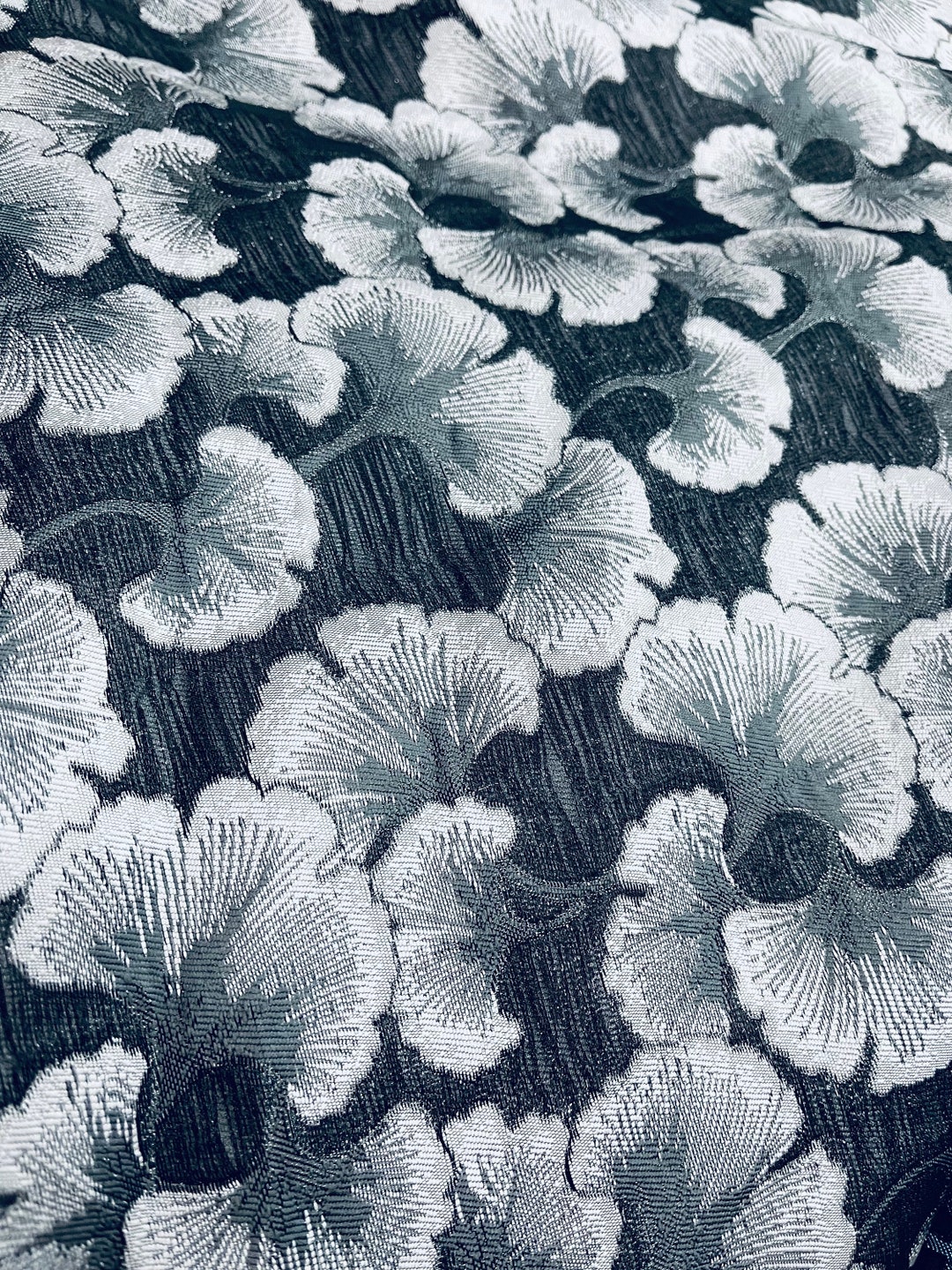 Black Silver Mikado Japanese Style Jacquard Brocade Brocade - Etsy