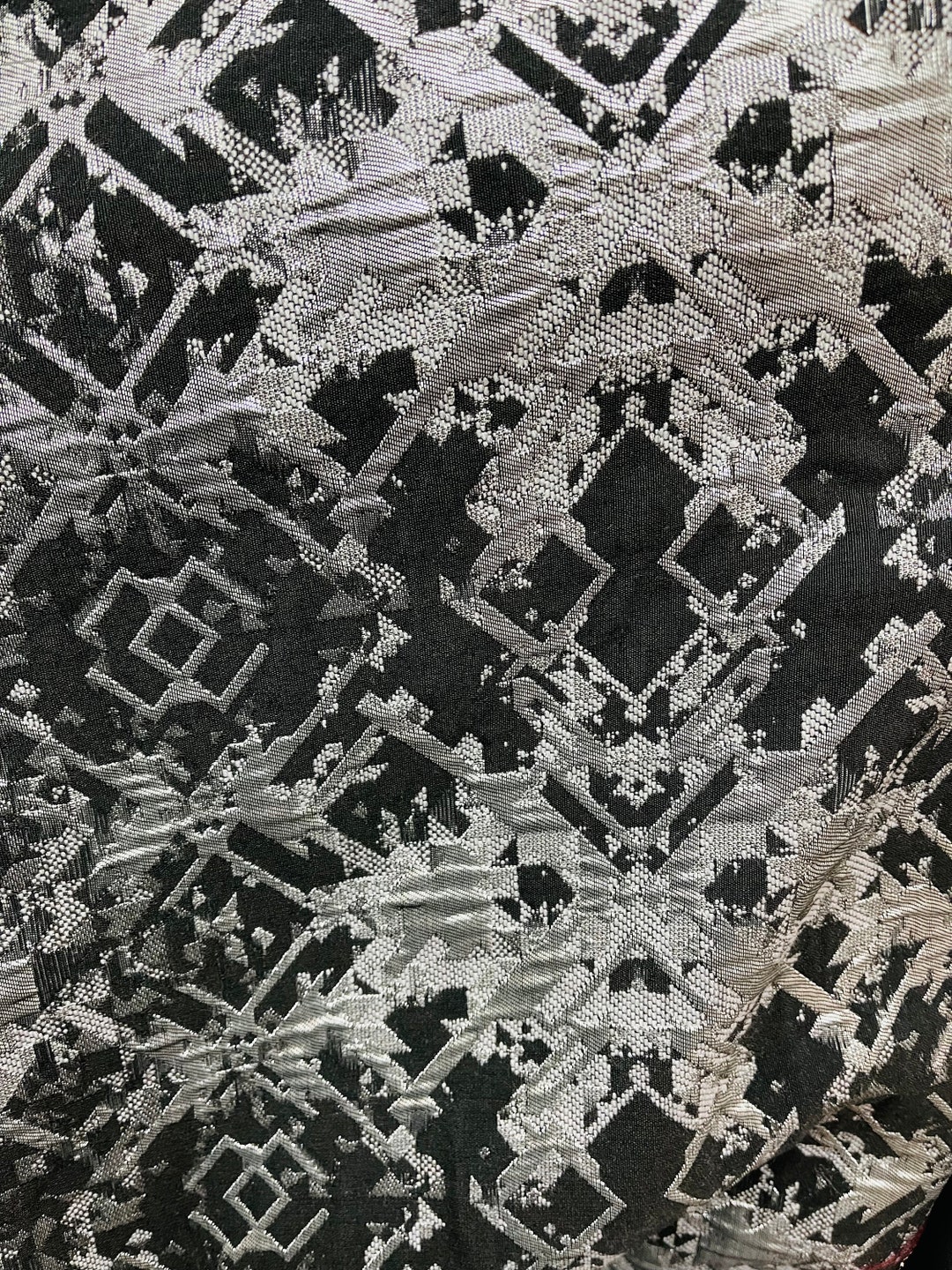 Black Silver Mikado Japanese Style Jacquard Brocade Brocade Design in ...