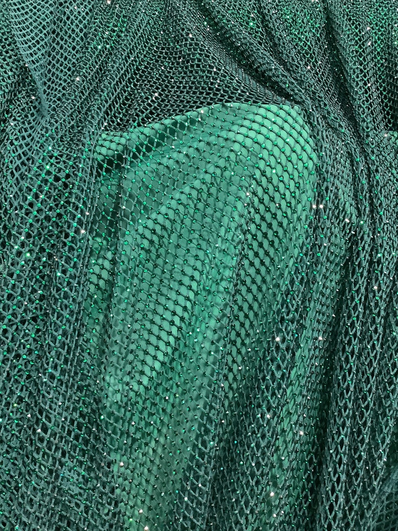 Hunter Green Swarovski Full Stone Lace Made in France Great Fabrics for ...