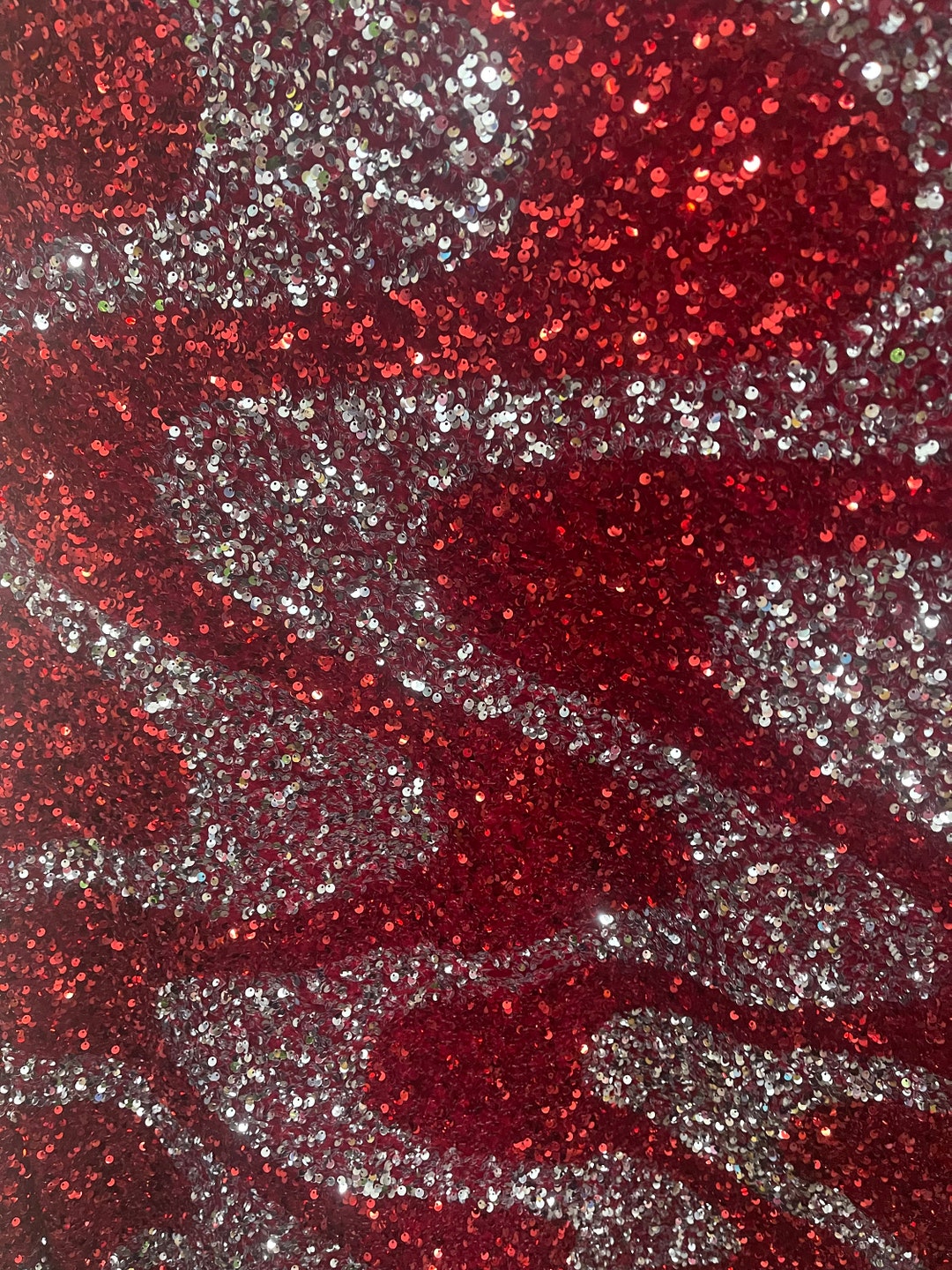 Red Velvet Sequin Fabric: Silver Swarm 4-way Stretch - Etsy
