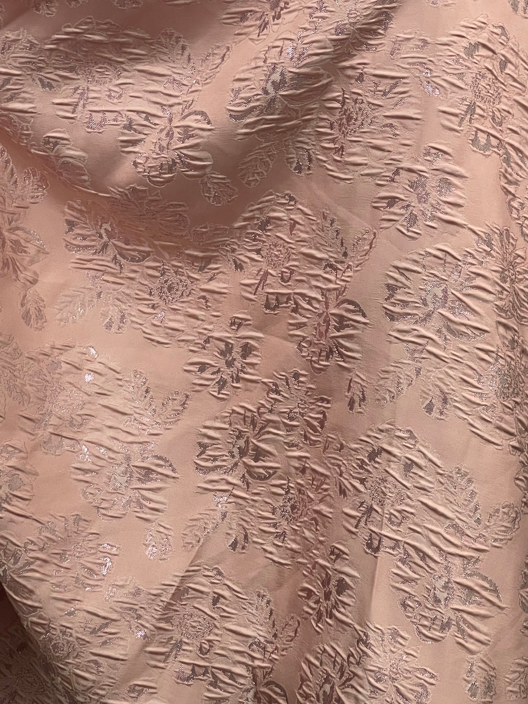 Designer Peach and Silver Mikado Jacquard Brocade Design in Italy - Etsy