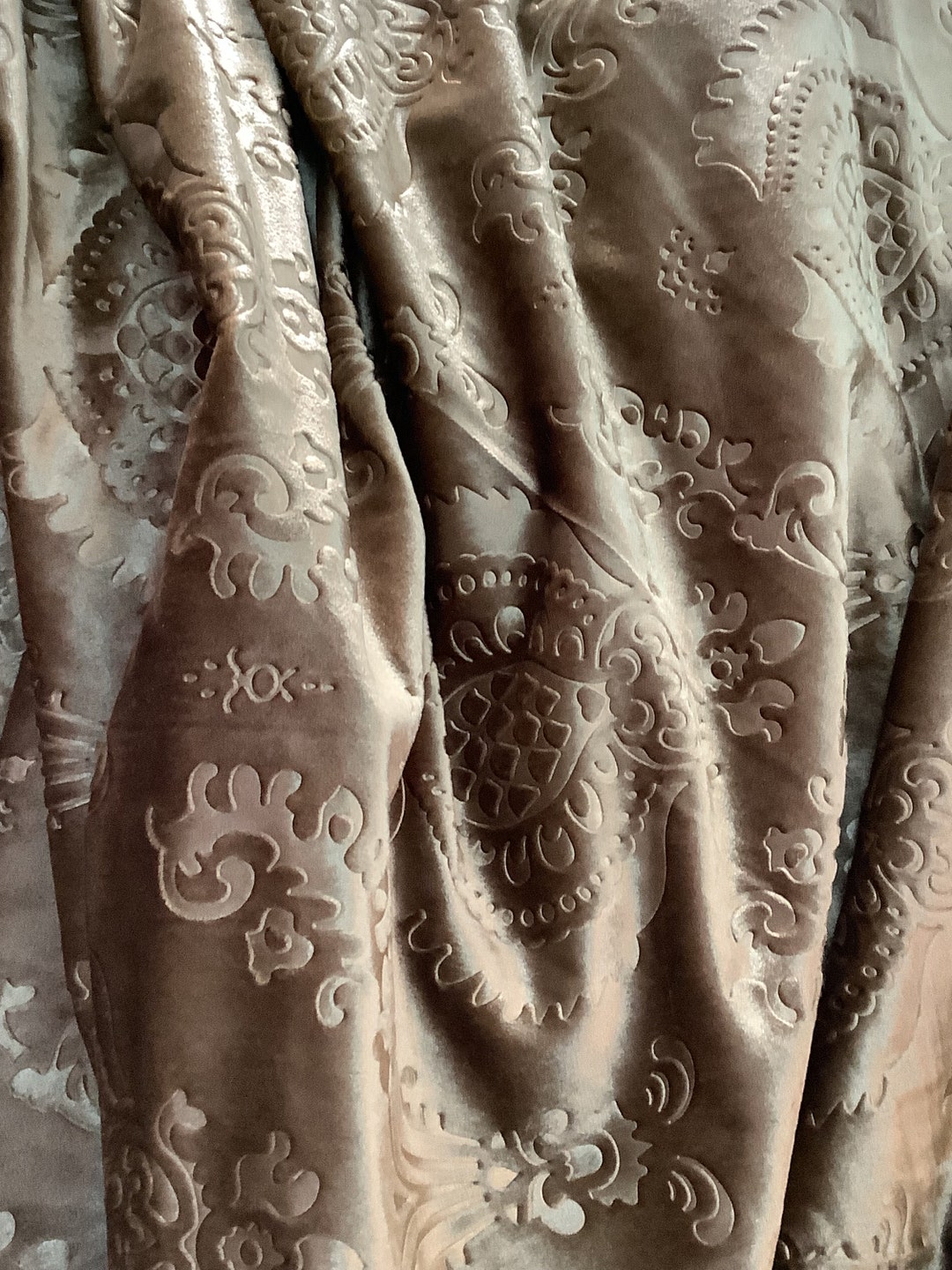 Light Coffee Designer Velvet Fabric: Poly Cotton Blend, Made in Spain ...