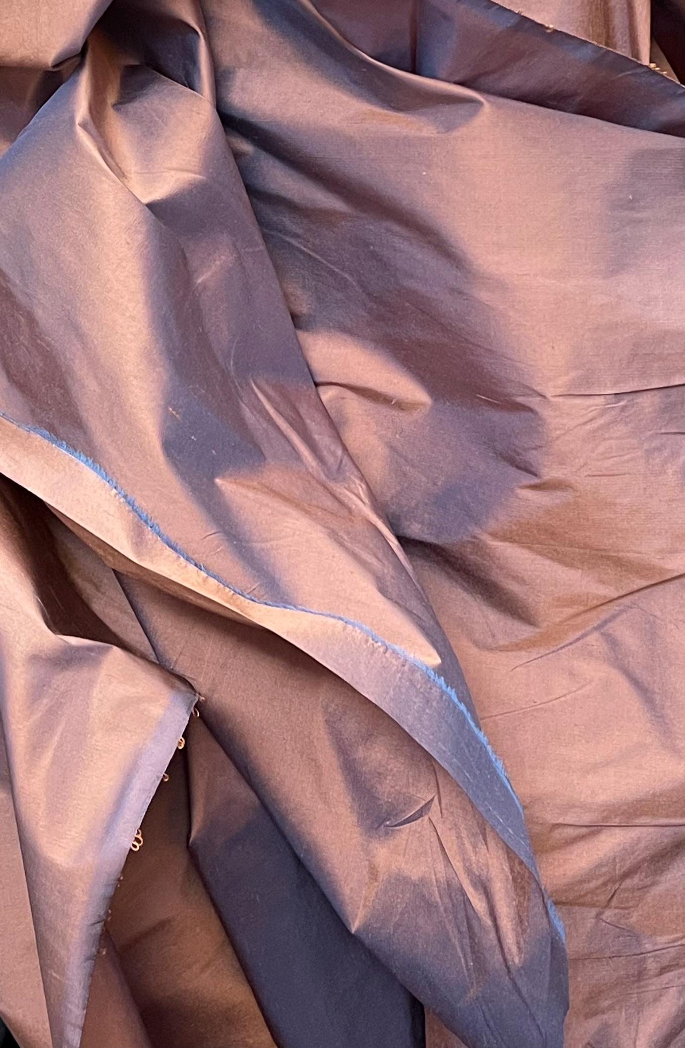 Rust Blue Iridescent Silk Taffeta Fabric - 56" Wide, Made in England - Etsy