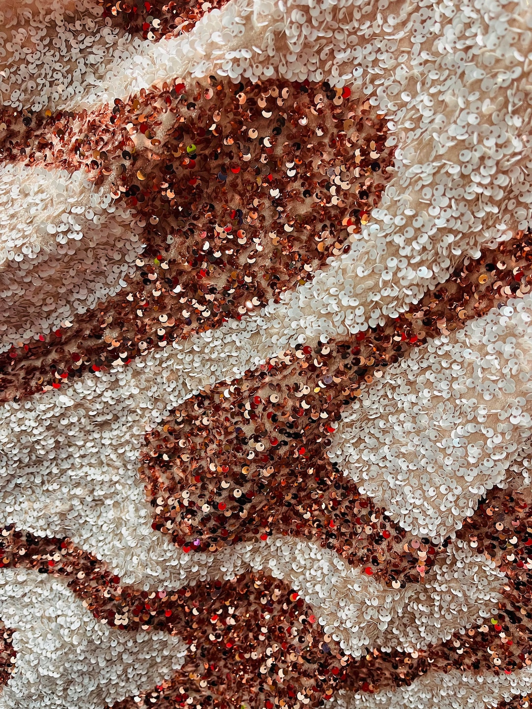 Rose Gold Sequined Velvet Fabric: 4-way Stretch Designer Material - Etsy